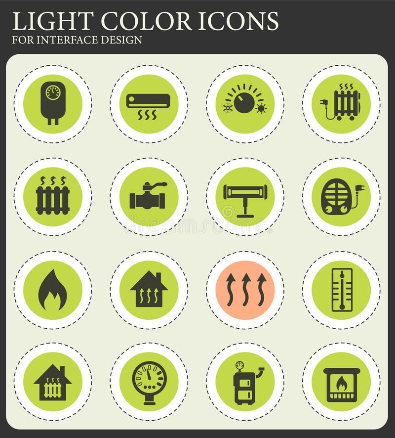 Heating icon set stock vector. Illustration of icon - 154506940