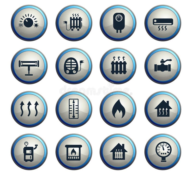 Heating icon set stock vector. Illustration of house - 128178959