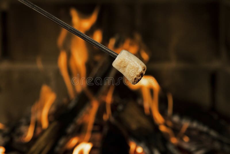 Heating Marshmallow at a Fireplace Stock Photo - Image of homemade ...