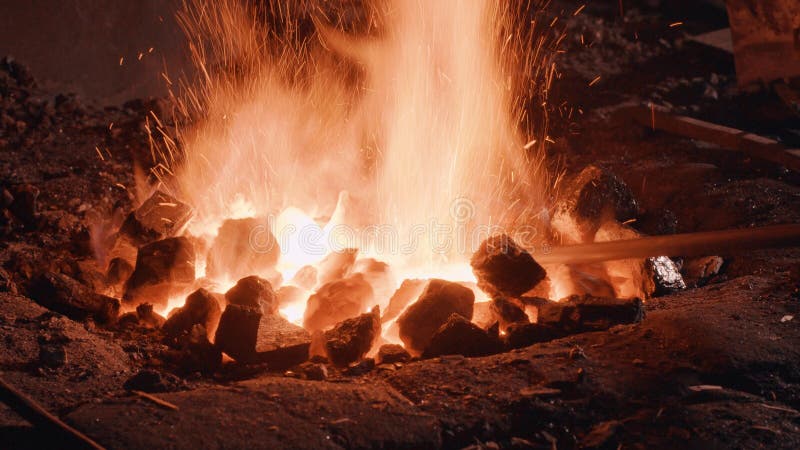 Heating of Metal Detail in the Fire Stock Photo - Image of work ...