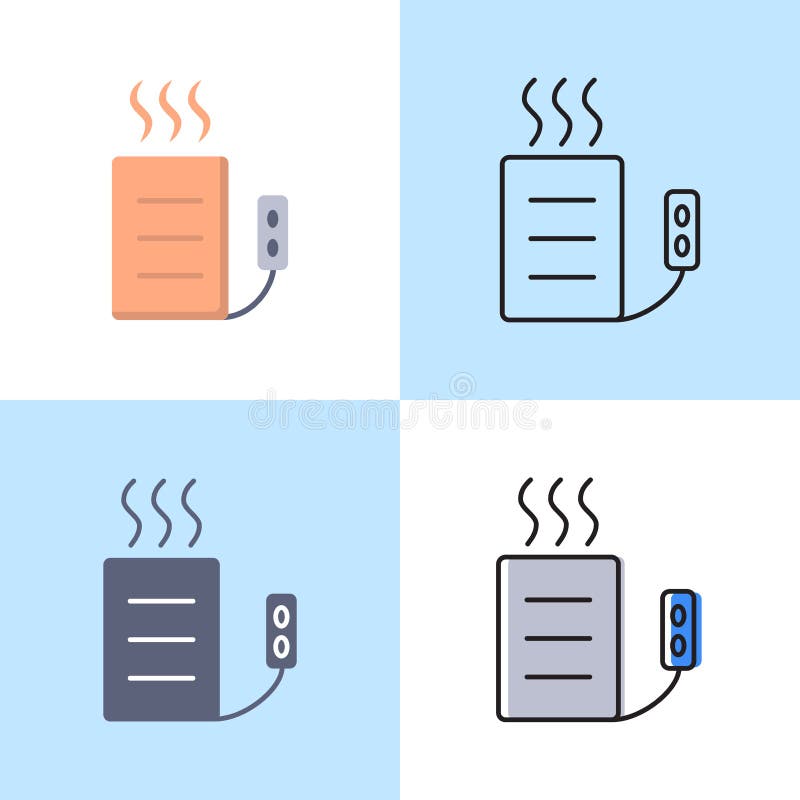 Heating Pad Icon Set in Flat and Line Style Stock Vector - Illustration ...