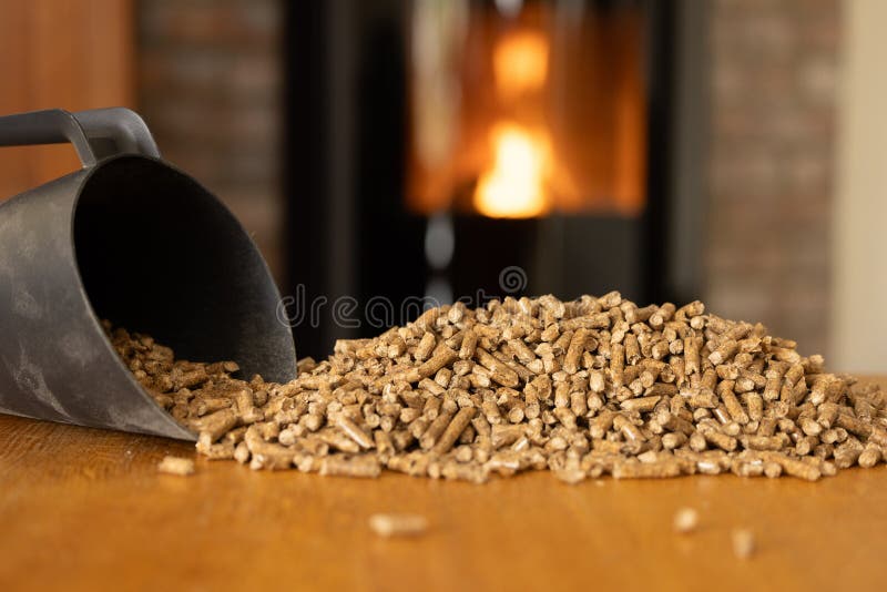 Heating pellets on a table stock image. Image of pile - 338702873