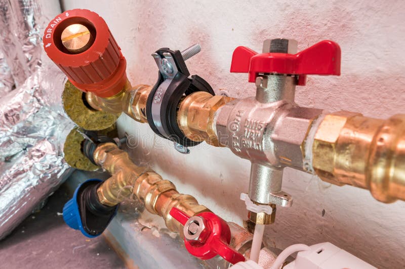Heating Pipe with Clamps, Valves and Insulation Stock Photo - Image of ...