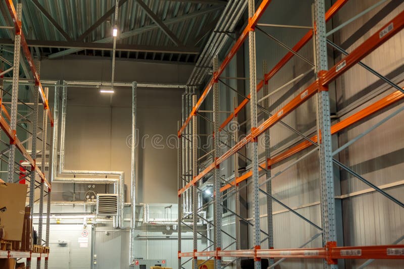 Heating Pipe System in the Warehouse of the Enterprise Stock Image ...