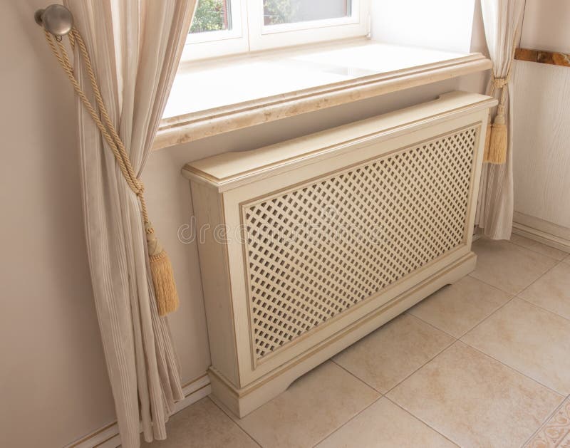 Radiator Under A Window In A New Office Building Stock Image - Image of ...