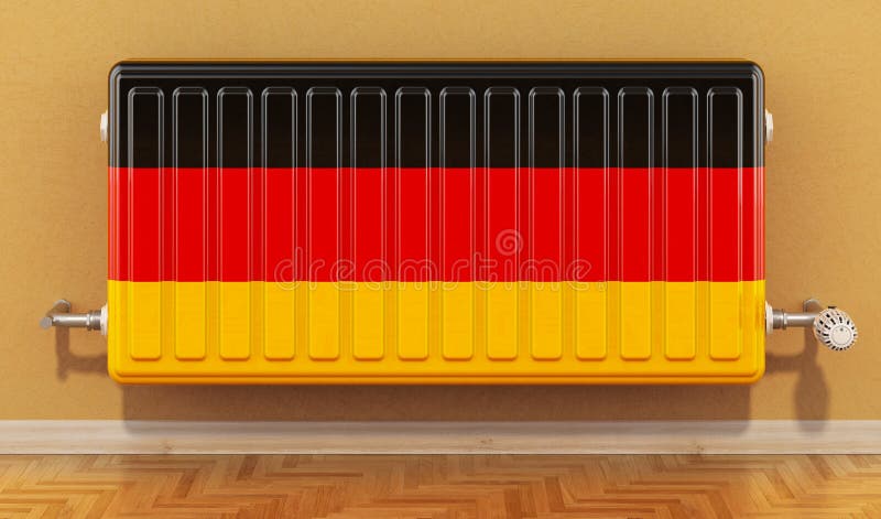 Heating Radiator with German Flag on the Wall. Heating in Germany. 3D ...