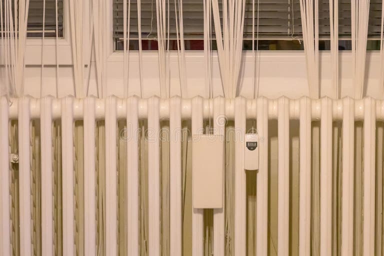 Heating Radiator with Heat Meter and Evaporator Stock Image - Image of ...