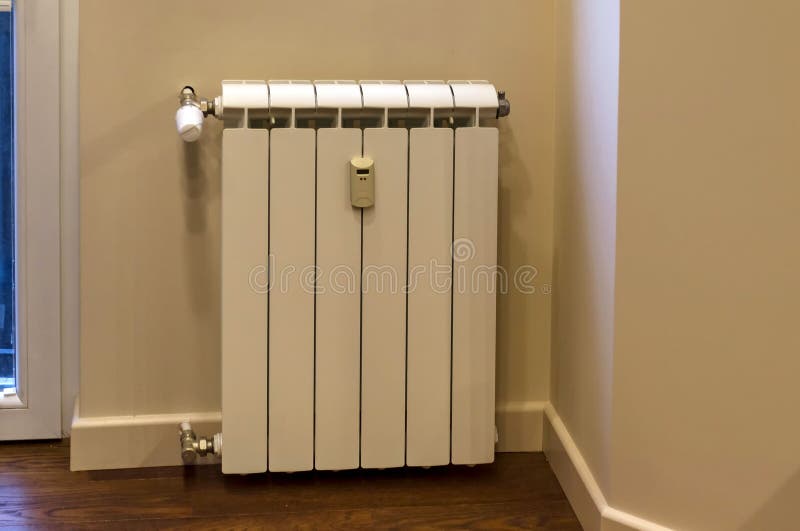 Heating Radiator in Kitchen Stock Image - Image of door, wall: 54396923