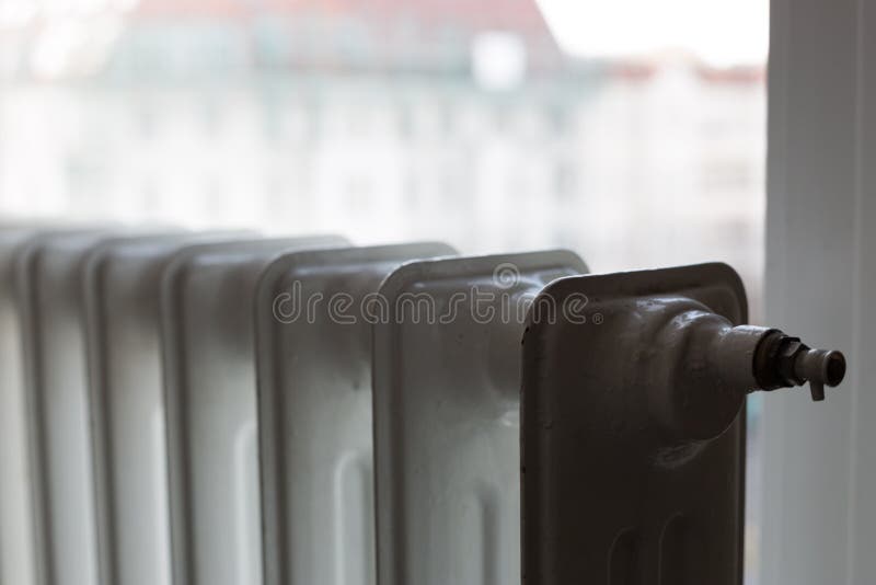 Old Radiator Under a Metal Framed Window Stock Image - Image of corner ...