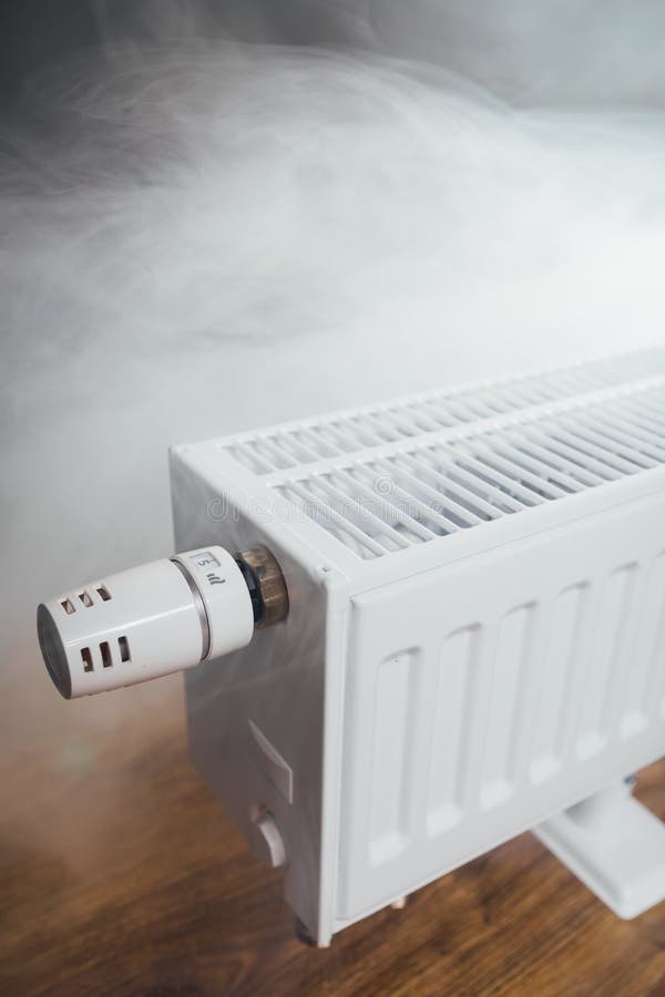 Heating Radiator with Warm Steam Stock Image - Image of modern, cloud ...