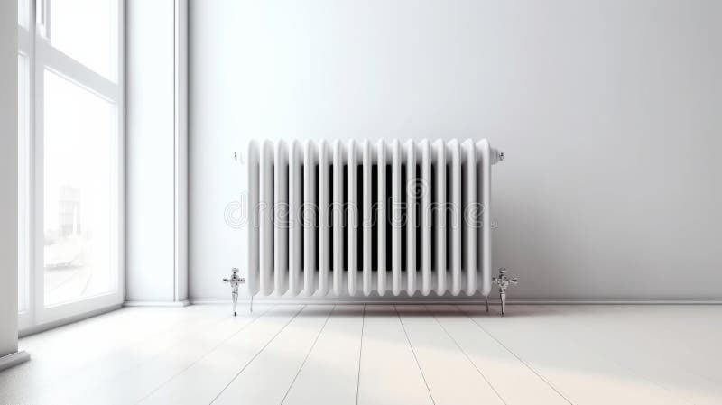 Heating Radiator in a White Room. Generative AI Stock Illustration ...