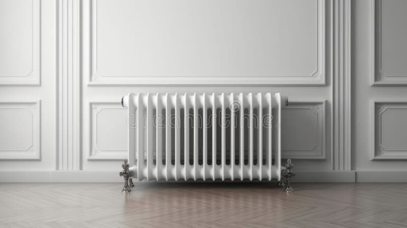 Heating Radiator in a White Room. Generative AI Stock Illustration ...