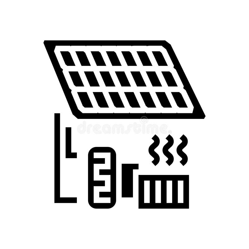 Heating Solar Panel Glyph Icon Vector Illustration Stock Vector ...