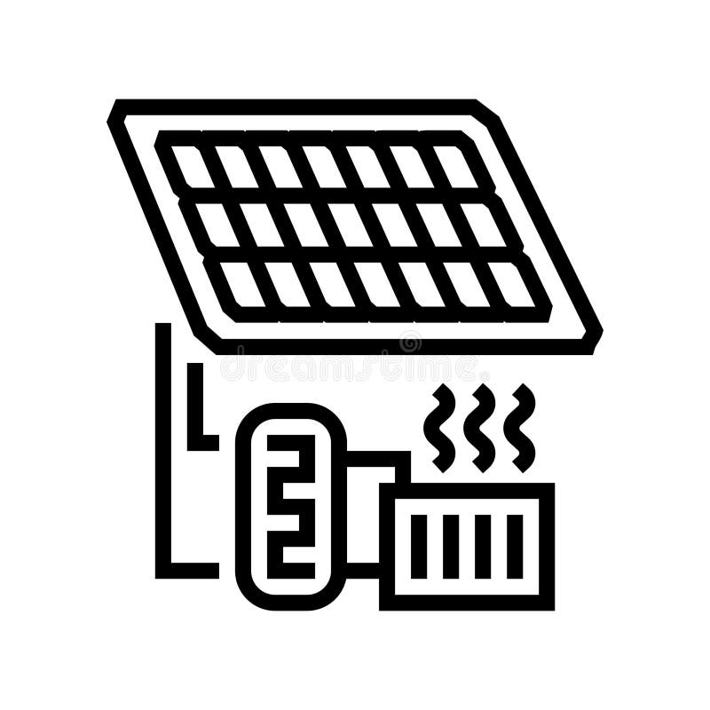 Heating Solar Panel Line Icon Vector Illustration Stock Vector ...
