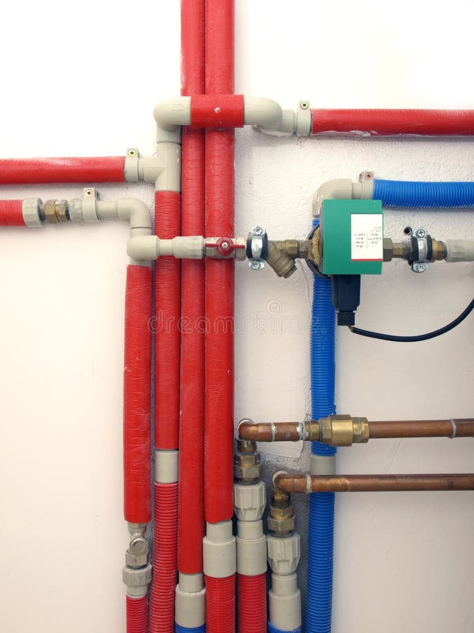 Hot and Cold Water Taps and Pipes Stock Photo - Image of plumb ...