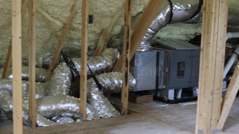 Installation of Heating System Pipes, Valves Close Up on the Roof of ...