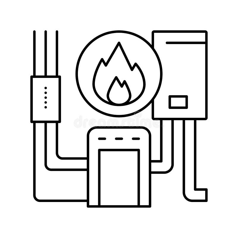 Heating System Line Icon Vector Illustration Stock Vector ...