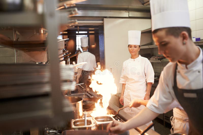 Heating Up the Kitchen. Chefs Preparing a Meal Service in a ...