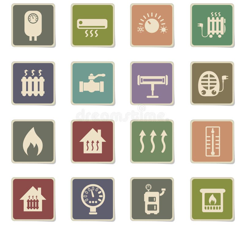 Heating icon set stock vector. Illustration of paper - 121914010