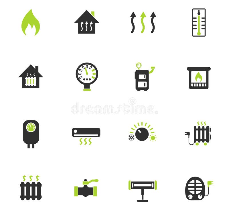 Heating icon set stock vector. Illustration of vector - 128456593