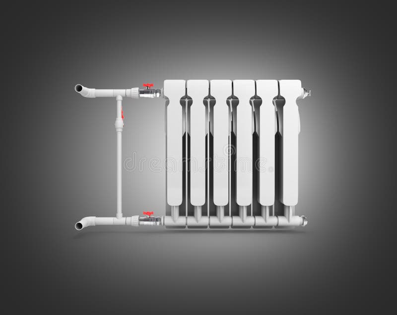 Heating White Radiator Isolated on Black Gradient Background 3d Stock ...