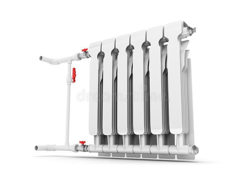 Heating White Radiator without Shadow Isolated on White Background 3d ...
