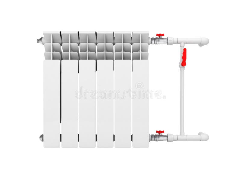 Heating White Radiator without Shadow Isolated on White Background 3d ...