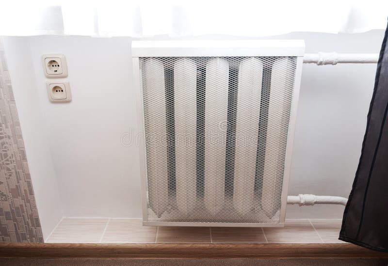 Heating white radiator stock photo. Image of close, inside - 62433798