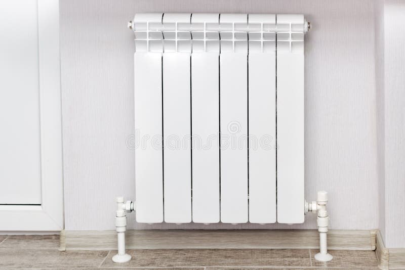 Heating White Radiator Radiator. Stock Image - Image of apartament ...