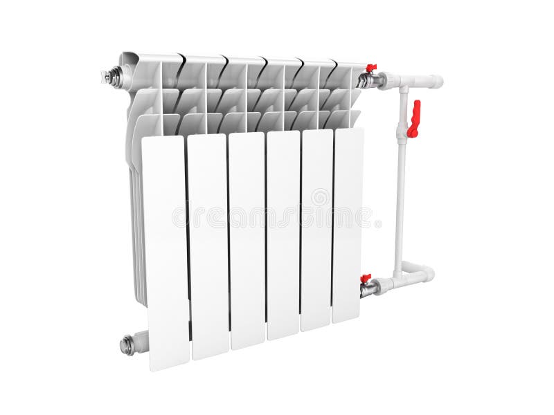 Heating White Radiator without Shadow Isolated on White Background 3d ...