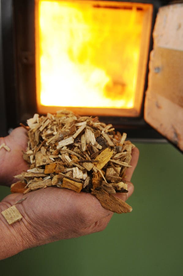 Heating with Wood Chips at Home Stock Image - Image of neutral ...