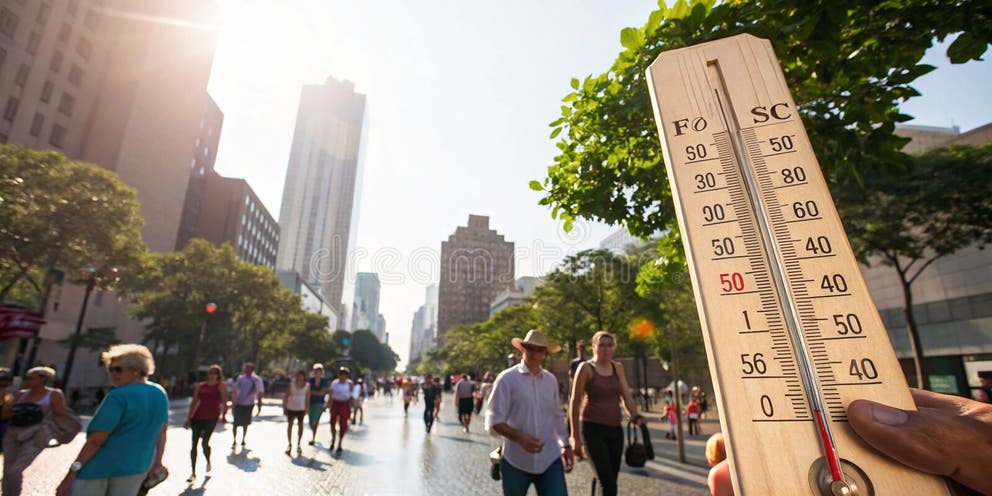 Heatwave in the City Thermometer Stock Illustration - Illustration of ...