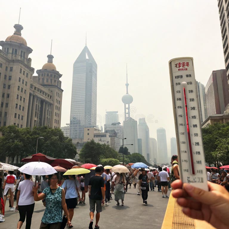 Heatwave in the City Thermometer Stock Illustration - Illustration of ...