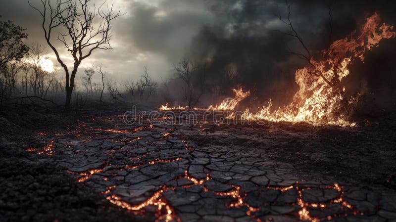 Heatwave and Drought Devastate Landscape Wildfire Rage Parched Earth ...