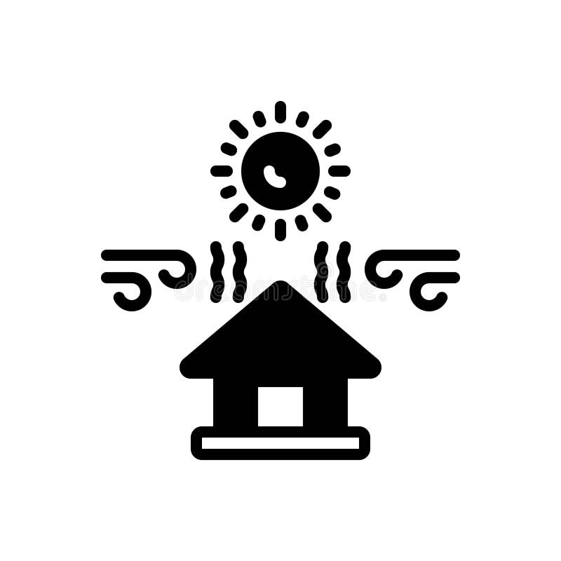 Black Solid Icon for Heatwaves, Sun and Hot Stock Illustration ...