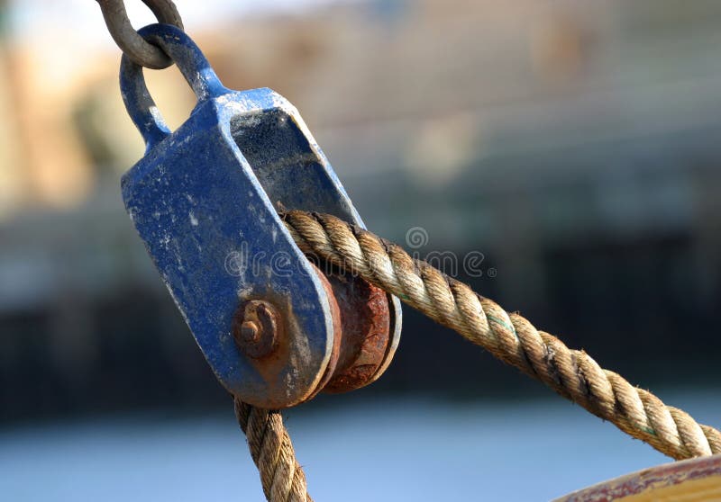 Old Ship Pulley with Vintage Hook Isolated Stock Image - Image of ...