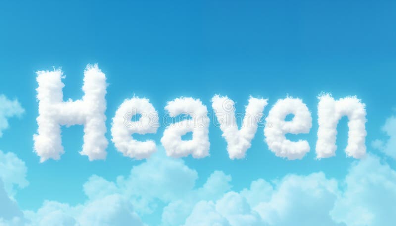 Heaven Banner, the Inscription of White Fluffy Clouds on a Blue Sky ...