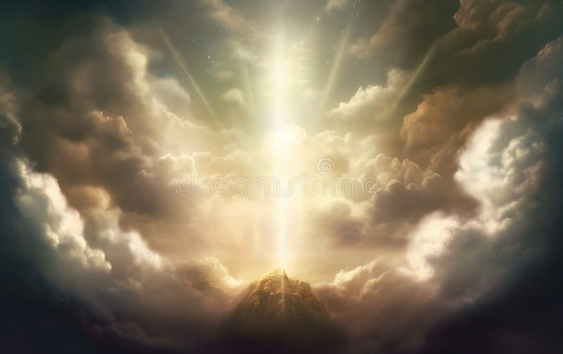 Heaven with Clouds an Beam of Lights Stock Illustration - Illustration ...