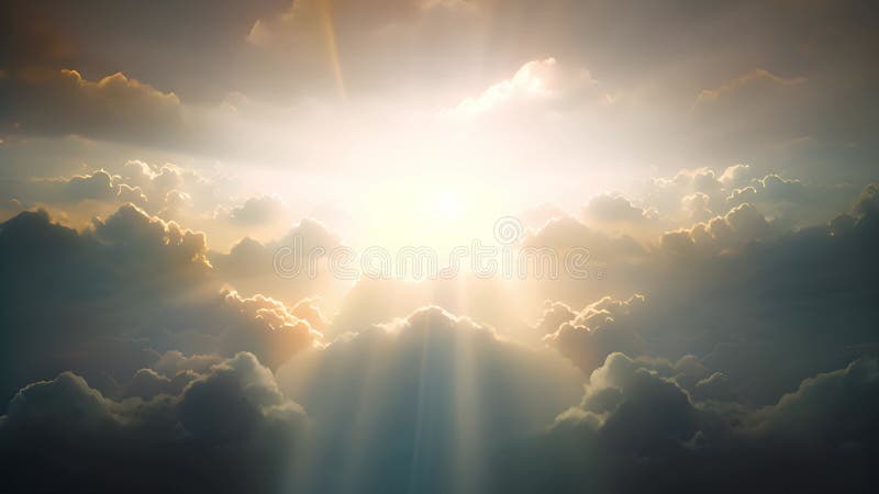 Heaven with Clouds an Beam of Lights Stock Video - Video of peace ...