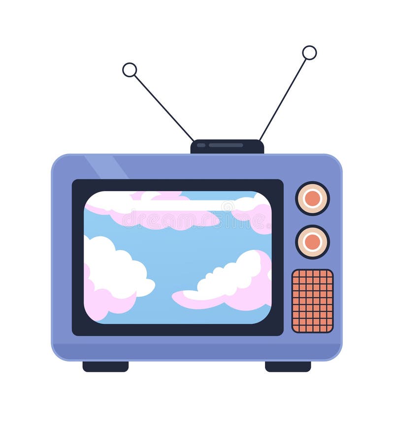 Heaven Cloudscape on Vintage Tv 2D Cartoon Object Stock Vector ...