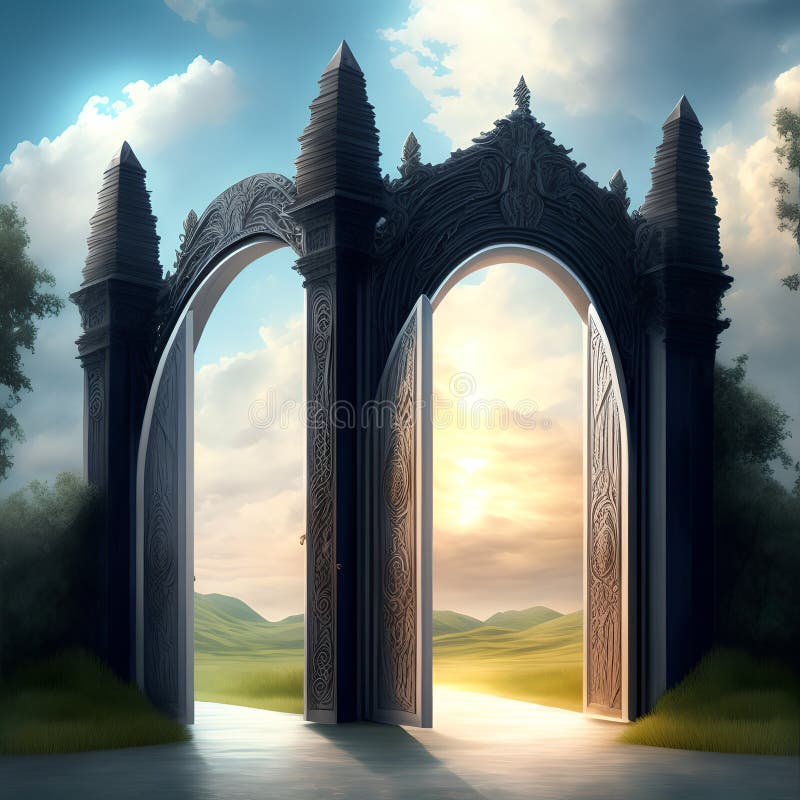Heaven Gate, Generative AI Illustration Stock Illustration ...