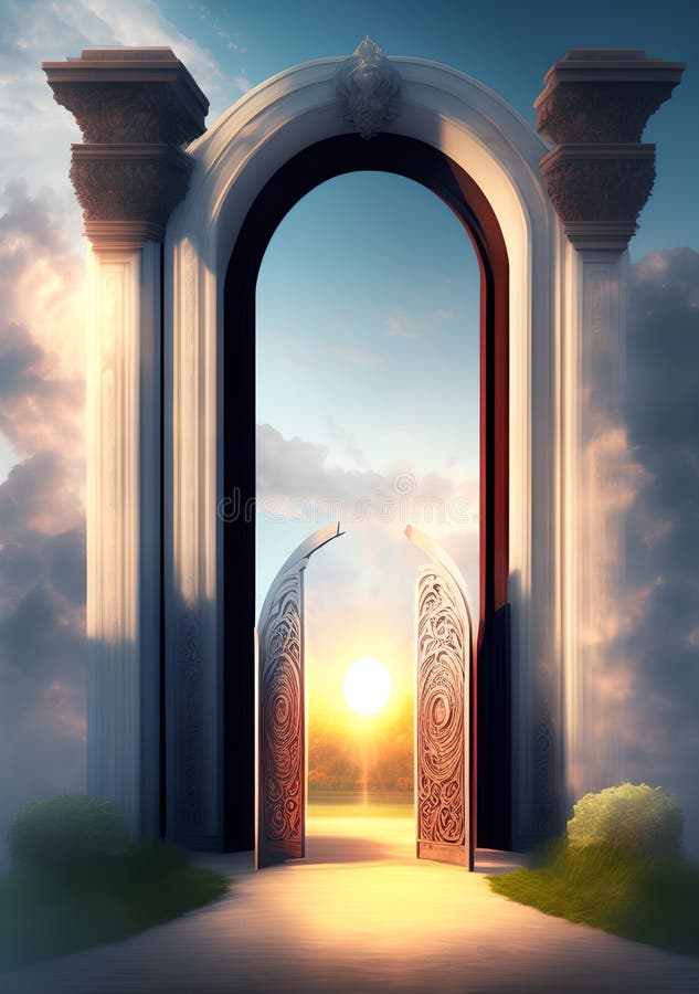 Heaven Gate, Generative AI Illustration Stock Illustration ...