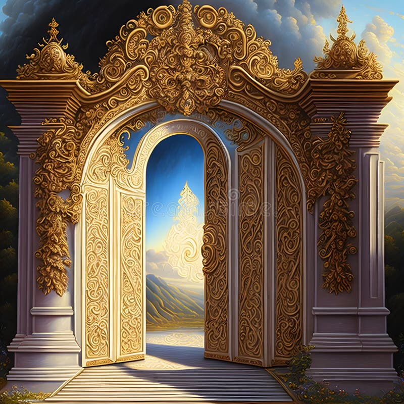 Heaven Gate, Generative AI Illustration Stock Illustration ...