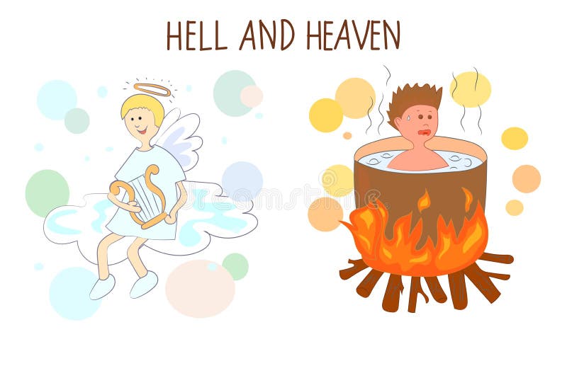 Heaven and Hell Cartoon Vector Illustration. Stock Vector ...