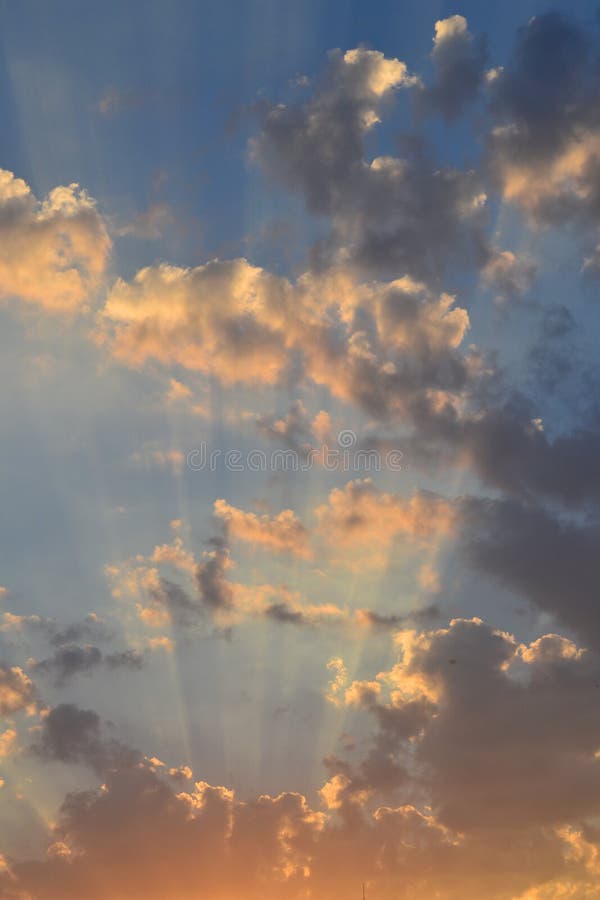 Peaceful Heaven Background, Bright Sunlight from Above in Blue Sky ...