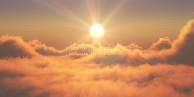 Heaven, Sunset Over the Clouds Stock Illustration - Illustration of ...