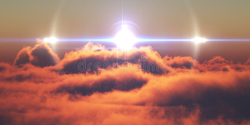 Heaven, Sunset Over the Clouds Stock Illustration - Illustration of ...