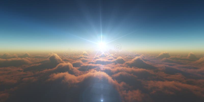 Heaven, Sunset Over the Clouds Stock Illustration - Illustration of ...