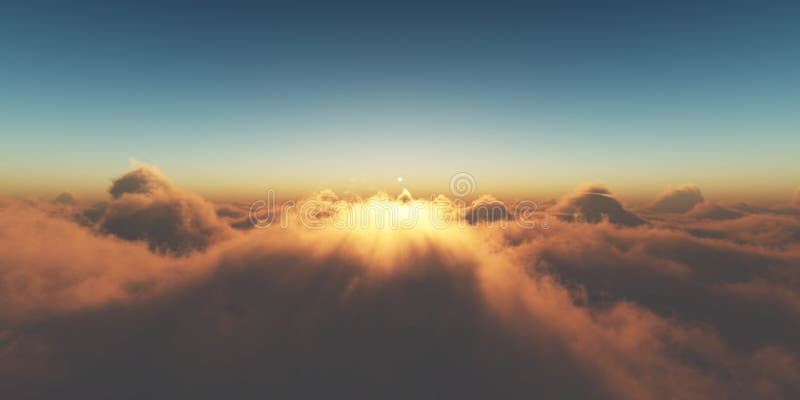 Heaven, Sunset Over the Clouds Stock Illustration - Illustration of ...