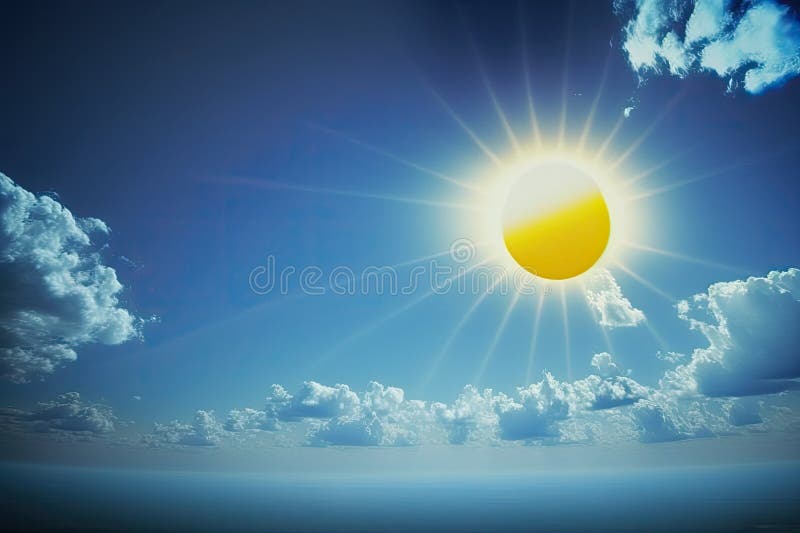 Heavenly Blue Sky with a Bright Yellow Sun Serves As a Tranquil ...